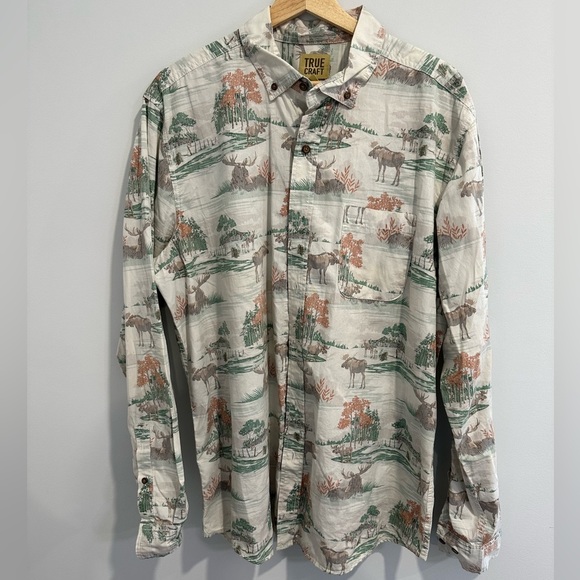 True Craft | Shirts | True Craft Long Sleeve Mens Button Down Shirt With Moose Print Size Xl ...